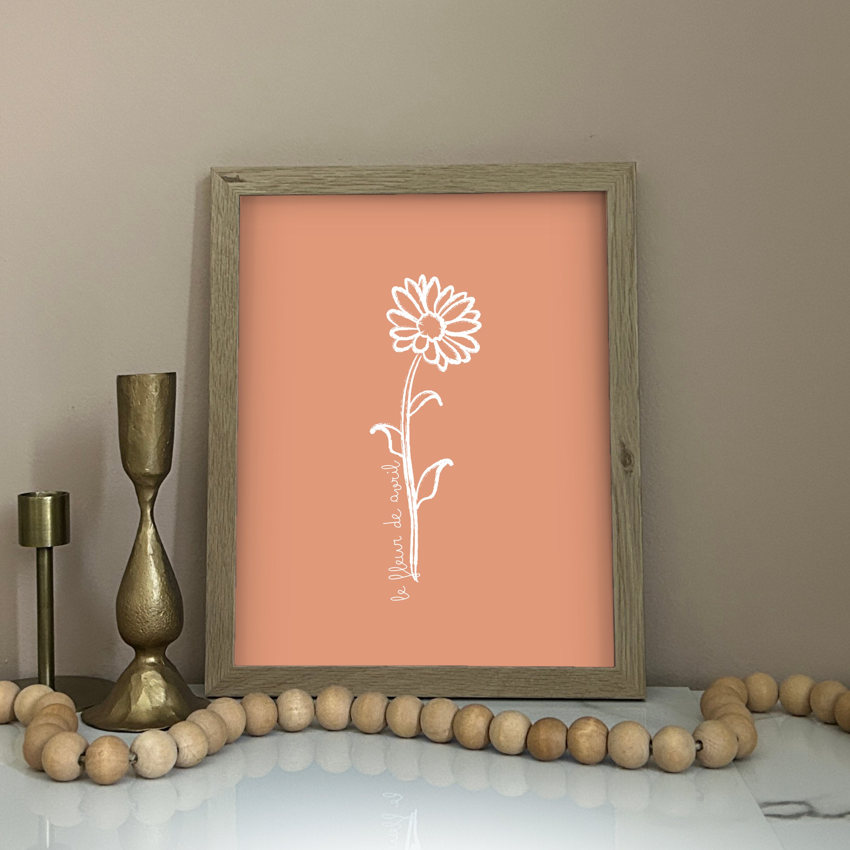 April Birth Month Flower Art Print Daisy Line Art for April Birthday ...