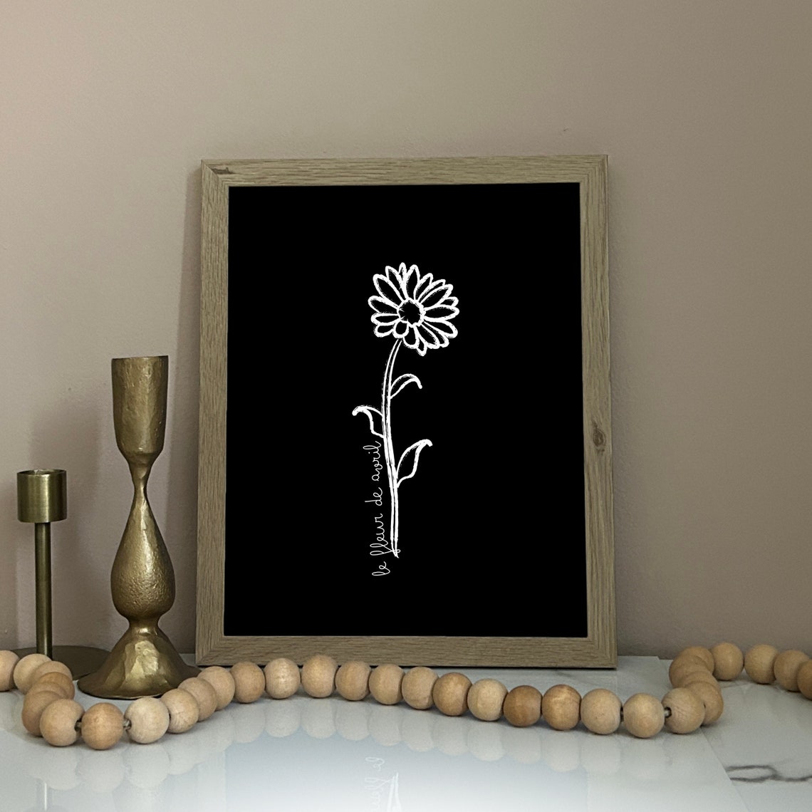 April Birth Month Flower Art Print Daisy Line Art for April Birthday ...