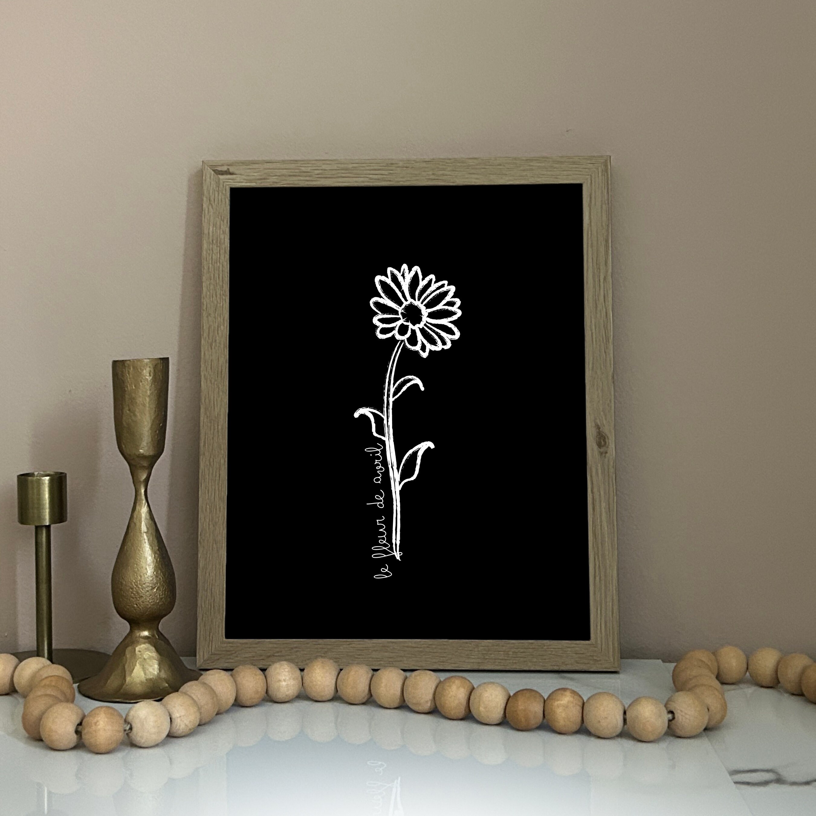 April Birth Month Flower Art Print Daisy Line Art for April Birthday ...