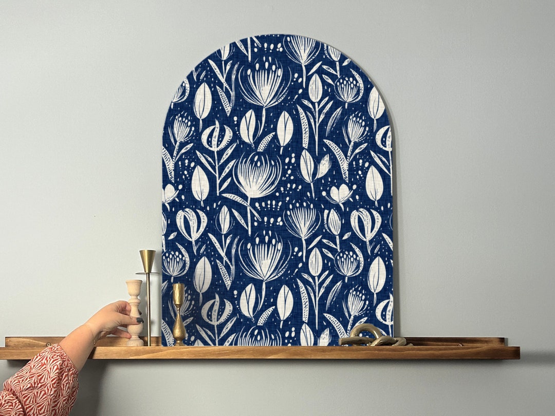 Indigo Watercolor Wall Art Arch. Bold Blue Monotone Artwork. Modern ...