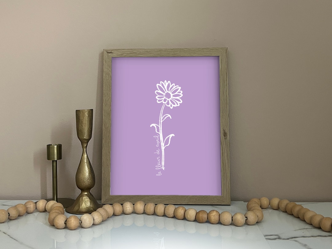 April Birth Month Flower Art Print Daisy Line Art for April Birthday ...