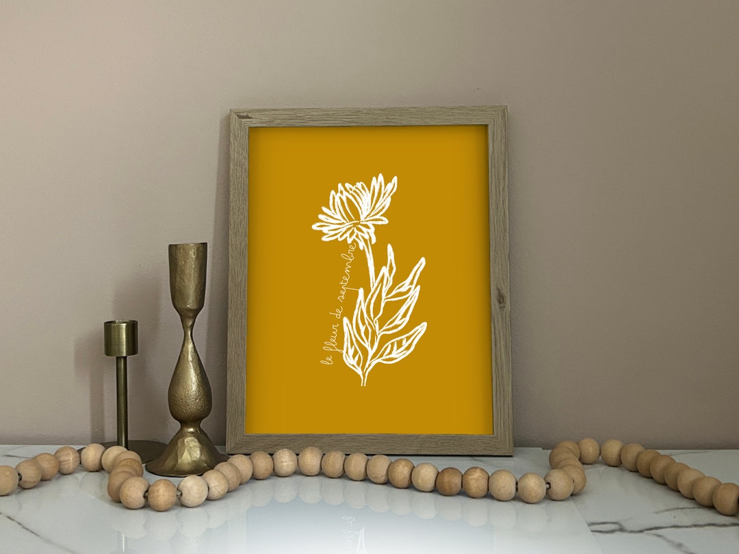 September Birth Month Flower Art Print Aster Line Art for Sep Birthday ...