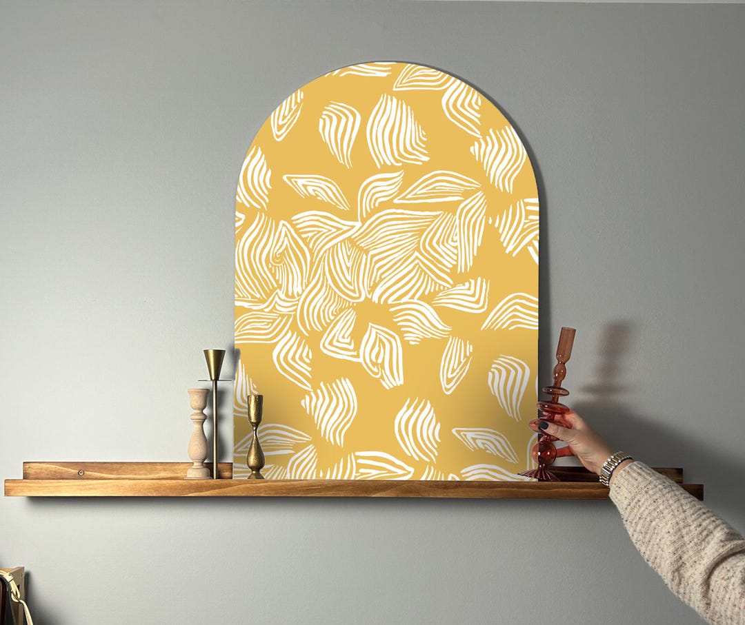 Geometric Leaf Pattern Wall Art Arch Abstract Leaves Artwork Arch ...