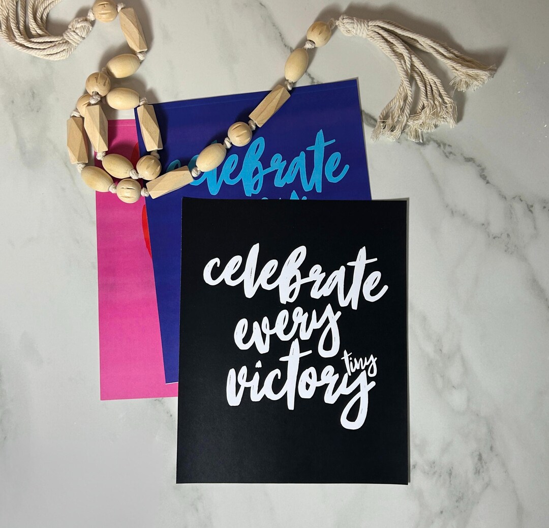 Celebrate Every Victory Art Print Handwritten Artwork Quote Print ...