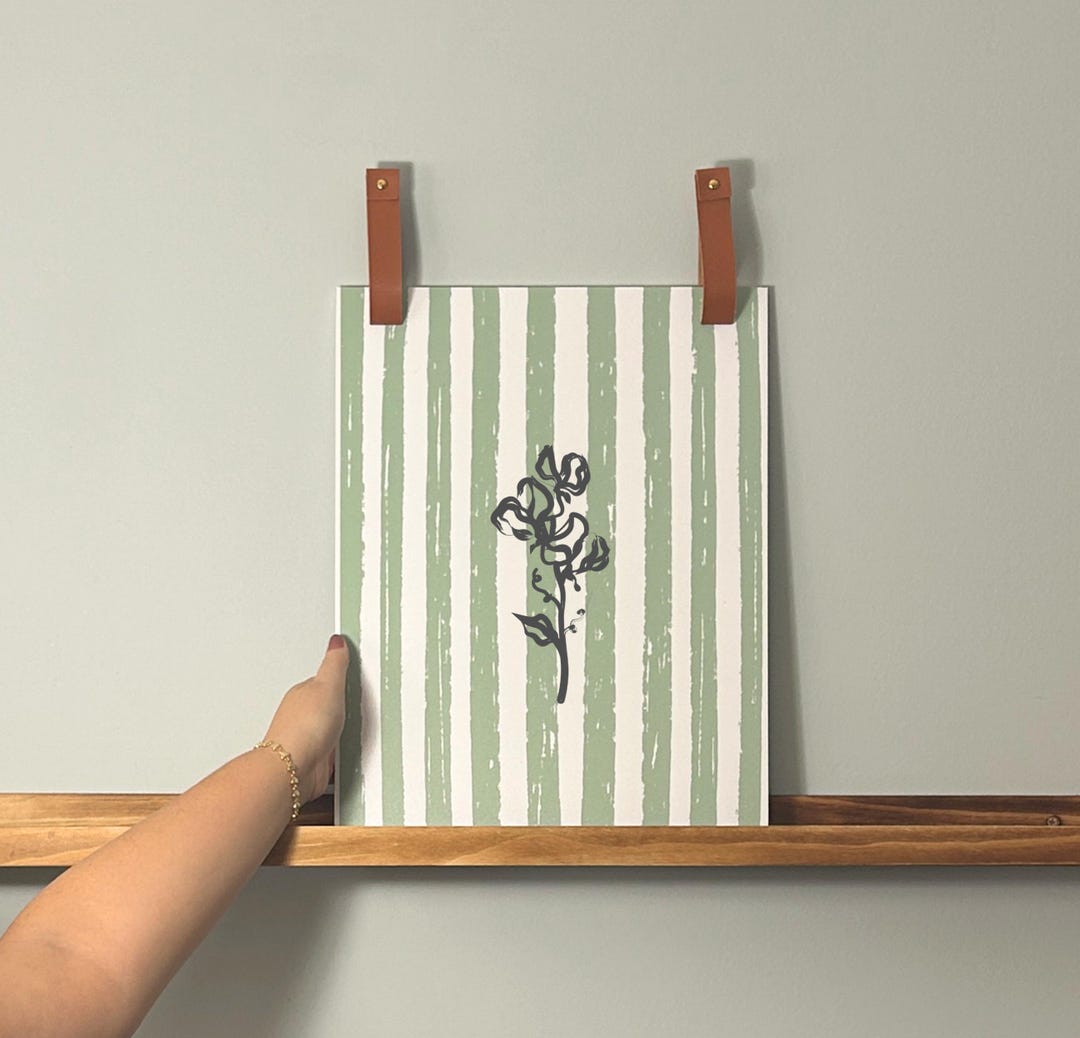Sweet Pea Wall Art Sign W/ Leather Strap Flower Sign Striped April ...
