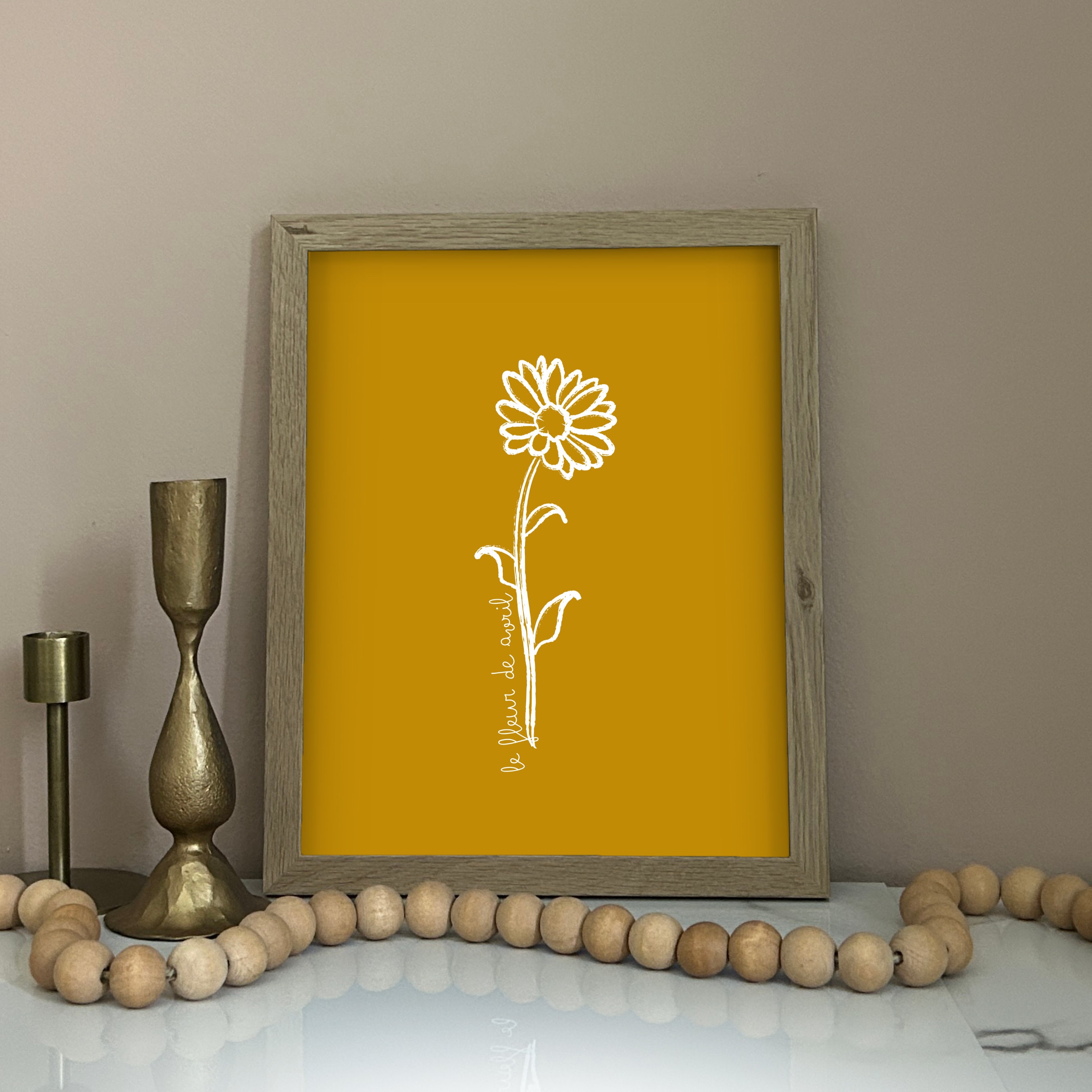 April Birth Month Flower Art Print Daisy Line Art for April Birthday ...