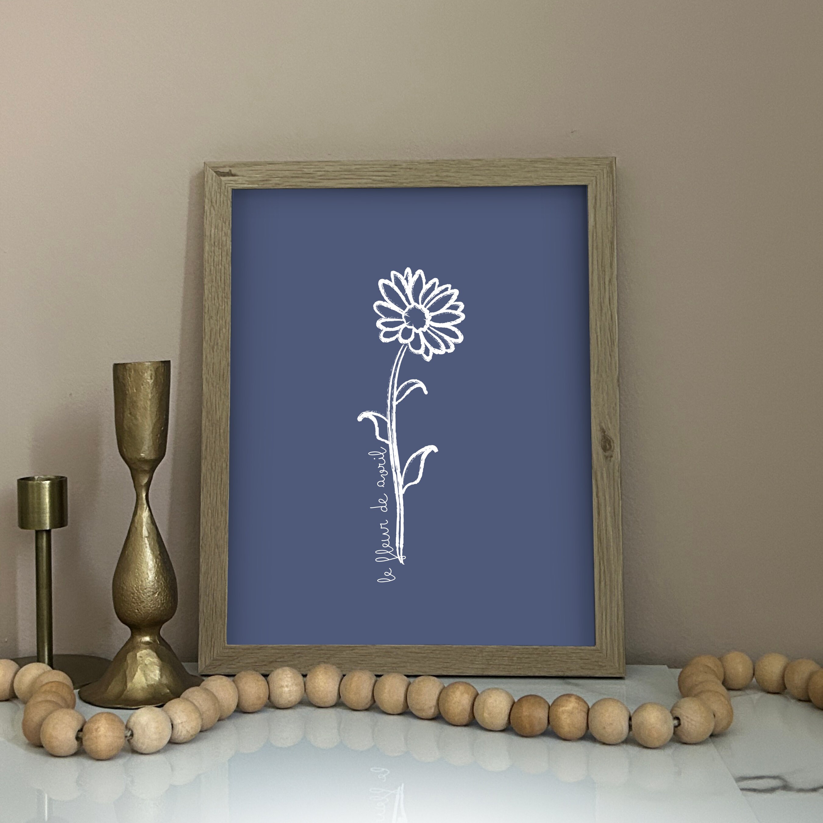 April Birth Month Flower Art Print Daisy Line Art for April Birthday ...