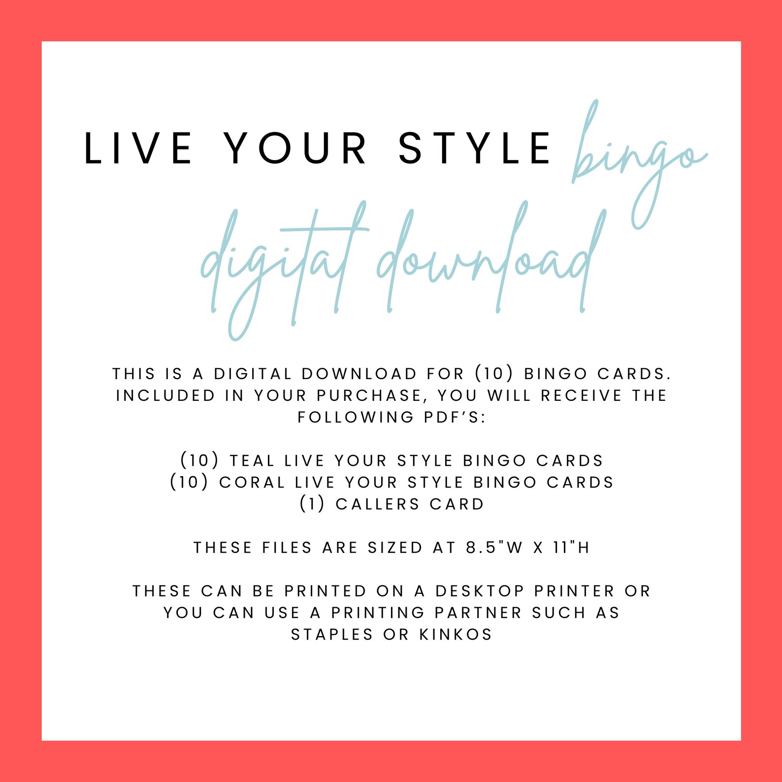 Digital Download Bingo Card Summer Game Download Bridal Shower Bingo ...