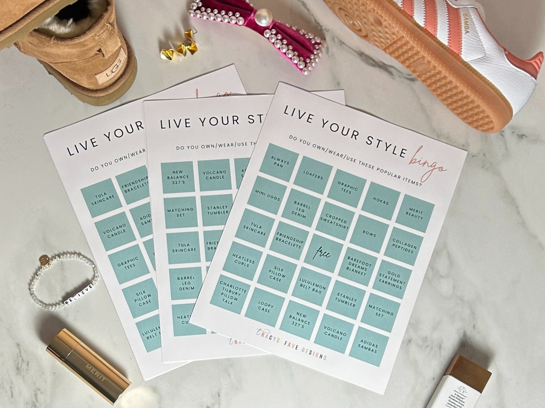 Digital Download Bingo Card Fashion Game Download Bridal Shower Bingo ...