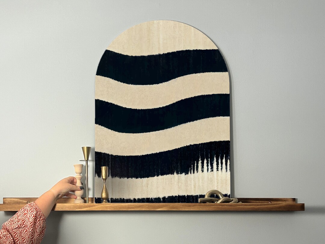 Modern Stripe Arch Artwork Watercolor Stripes Neutral Home Decor Black ...