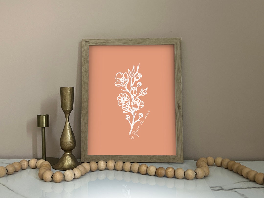 March Birth Month Flower Art Print Cherry Blossom Line Art for March ...