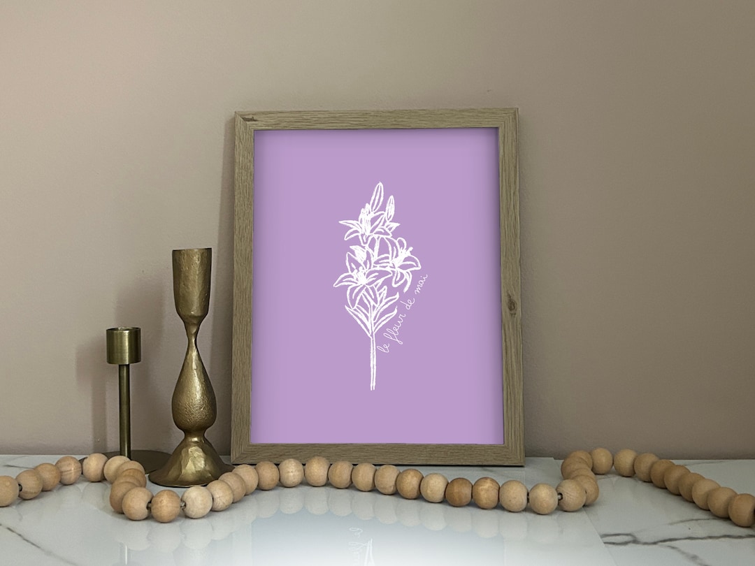 May Birth Month Flower Art Print Lily Line Art for May Birthday Floral ...