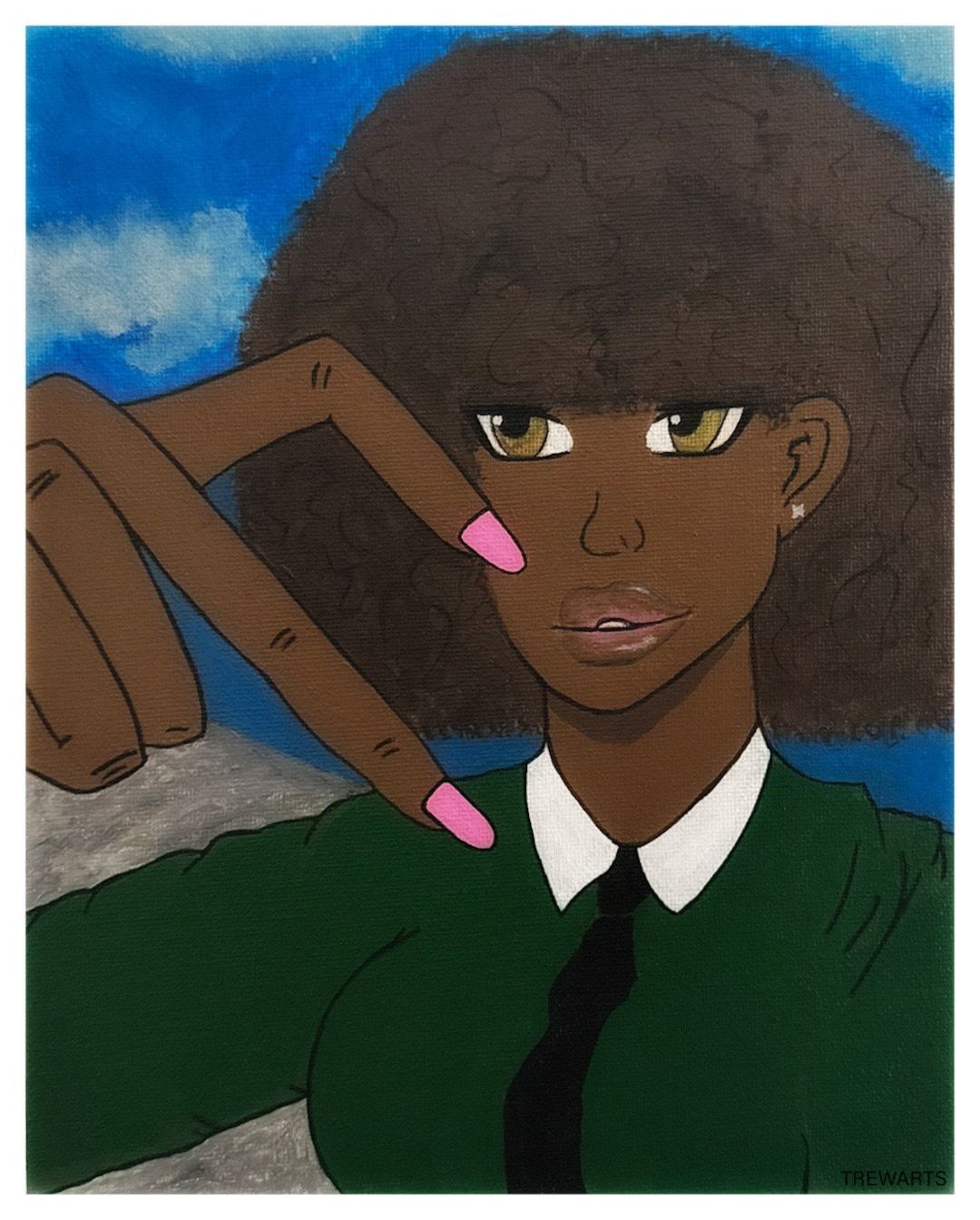Black Animations Black Art Anime Afro Hair Room Decor Canvas Digital ...