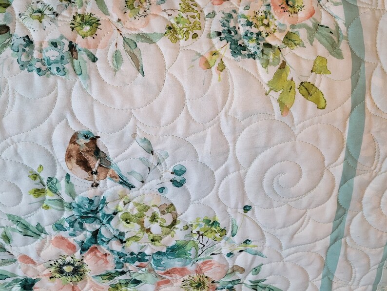 Quilt for Sale Mint and Coral Floral Handmade - Etsy