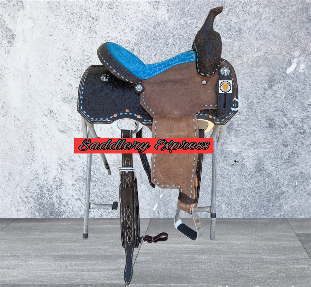 Supreme Hand-carved Western Ranch Roping Saddle Set: Luxurious Leather ...