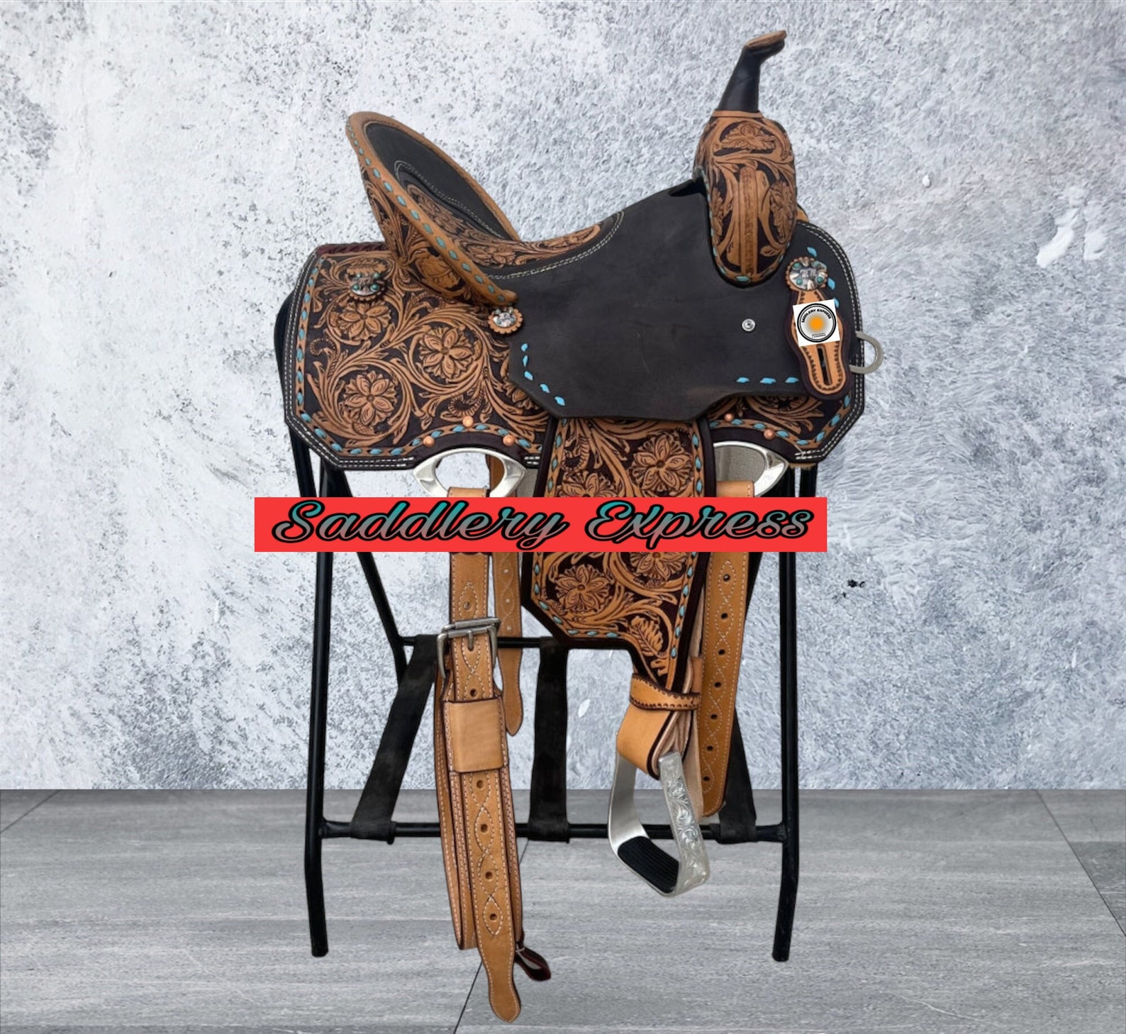 Western Ranch Roping Saddle Set: Premium Hand-tooled Leather With ...