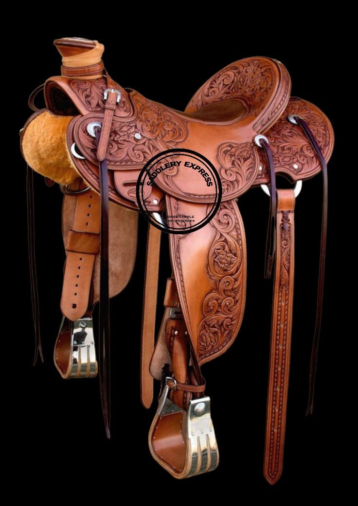 Wade Tree A Fork Premium Western Leather Roping Ranch Work Horse Saddle ...