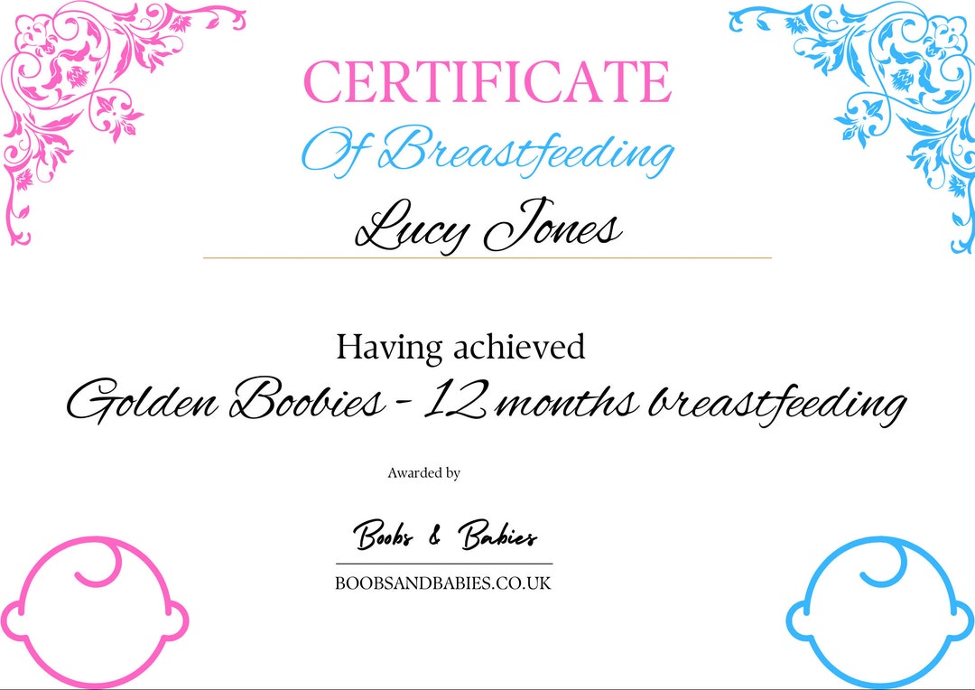 Personalised Breastfeeding Certificate Award Glitter / Bronze - Etsy