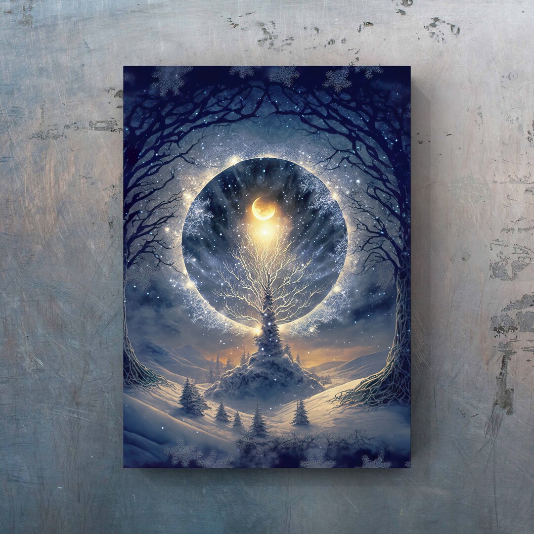 Winter Solstice Art Image for Printing – Serene Holiday Scene (digital ...
