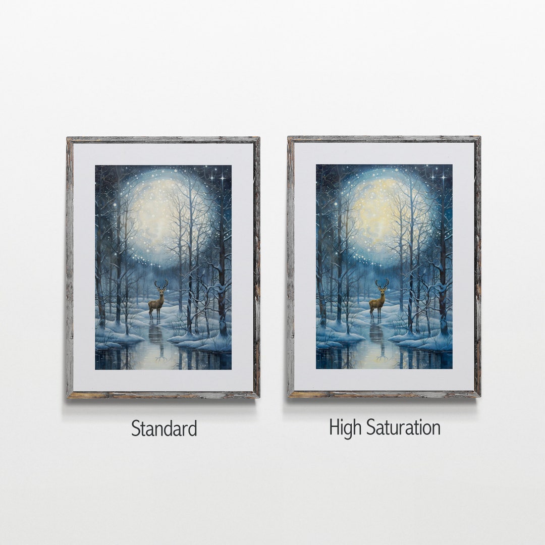 Winter Solstice Magical Forest With Deer Printable Wall Art Instant ...