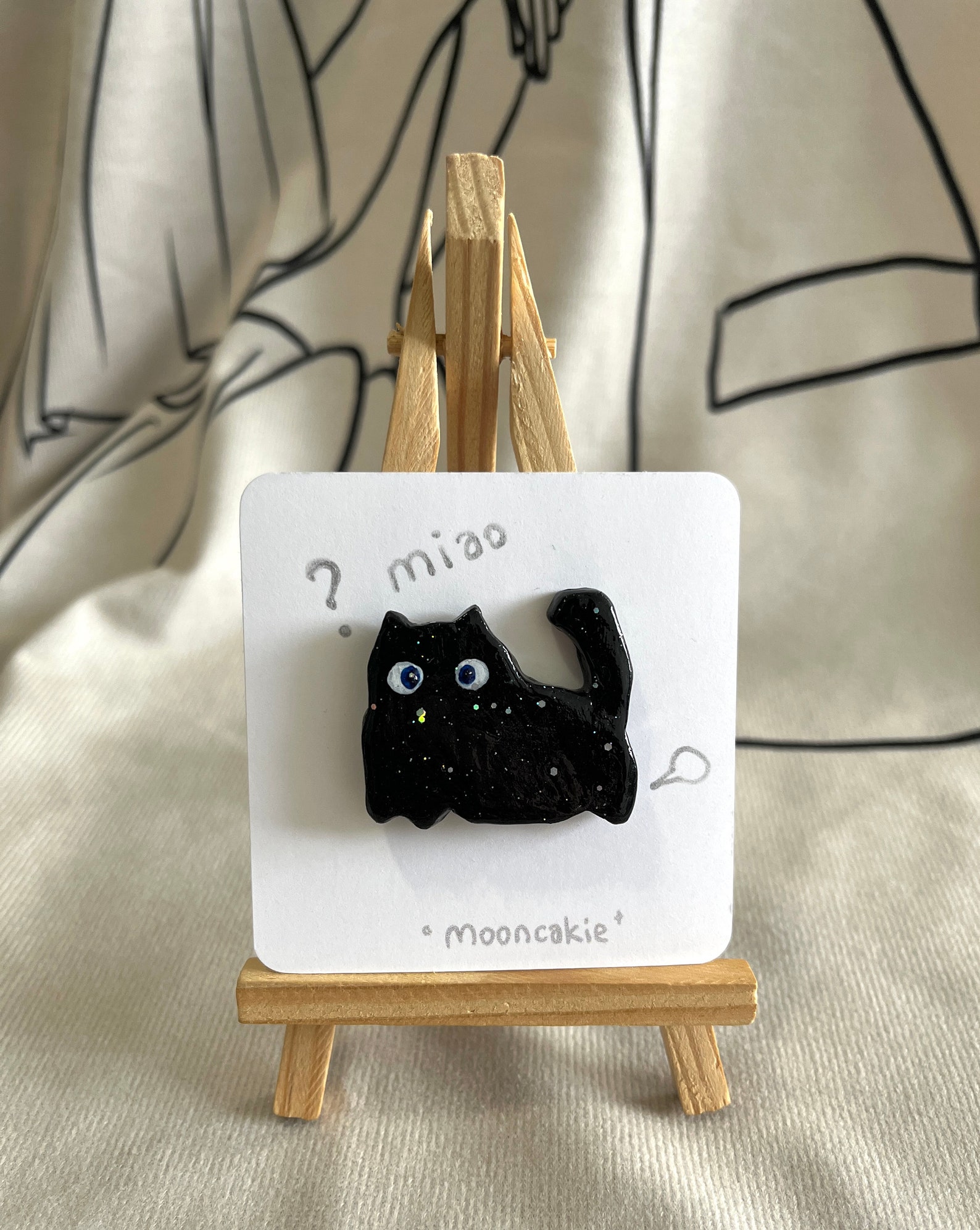 Starry Cat Magnet/pin, Handmade Clay Bag Pin and Kitchen Decor, Cute ...