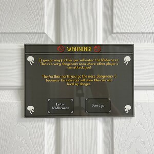 OSRS Wilderness Warning Aluminum Sign, OSRS Wilderness Warning Door ...