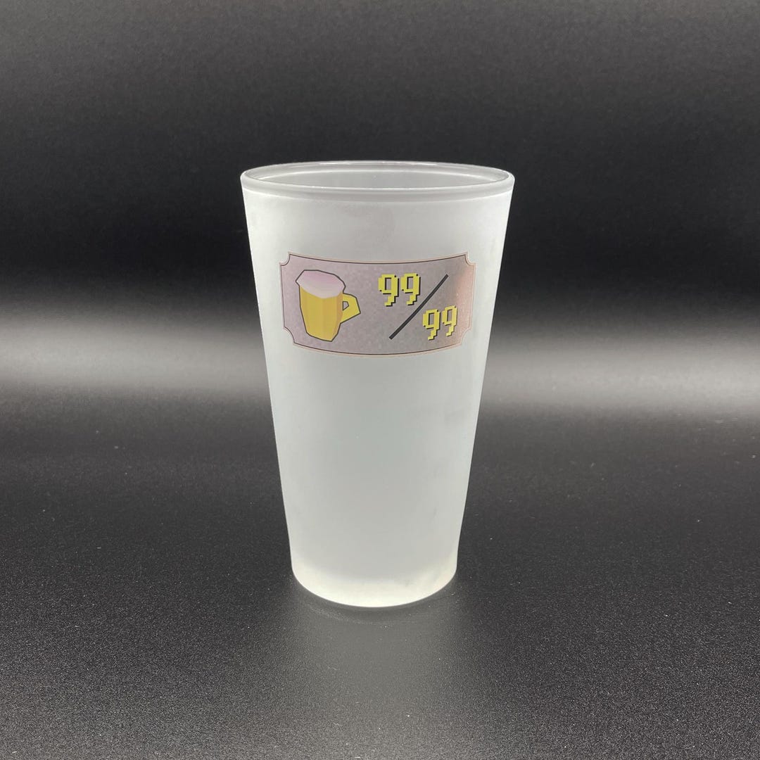 OSRS 99 Drinking Frosted Pint Glass, Runescape Beer Glass - Etsy