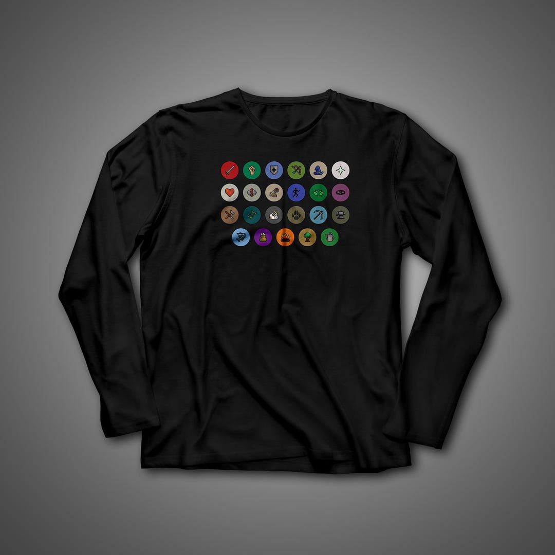 OSRS Skill Icon Long Sleeve T-shirt, Skill Icon T-shirt, Old School ...