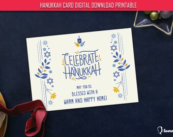 Hanukkah Greeting Card Printable Jewish Holiday Card - Etsy