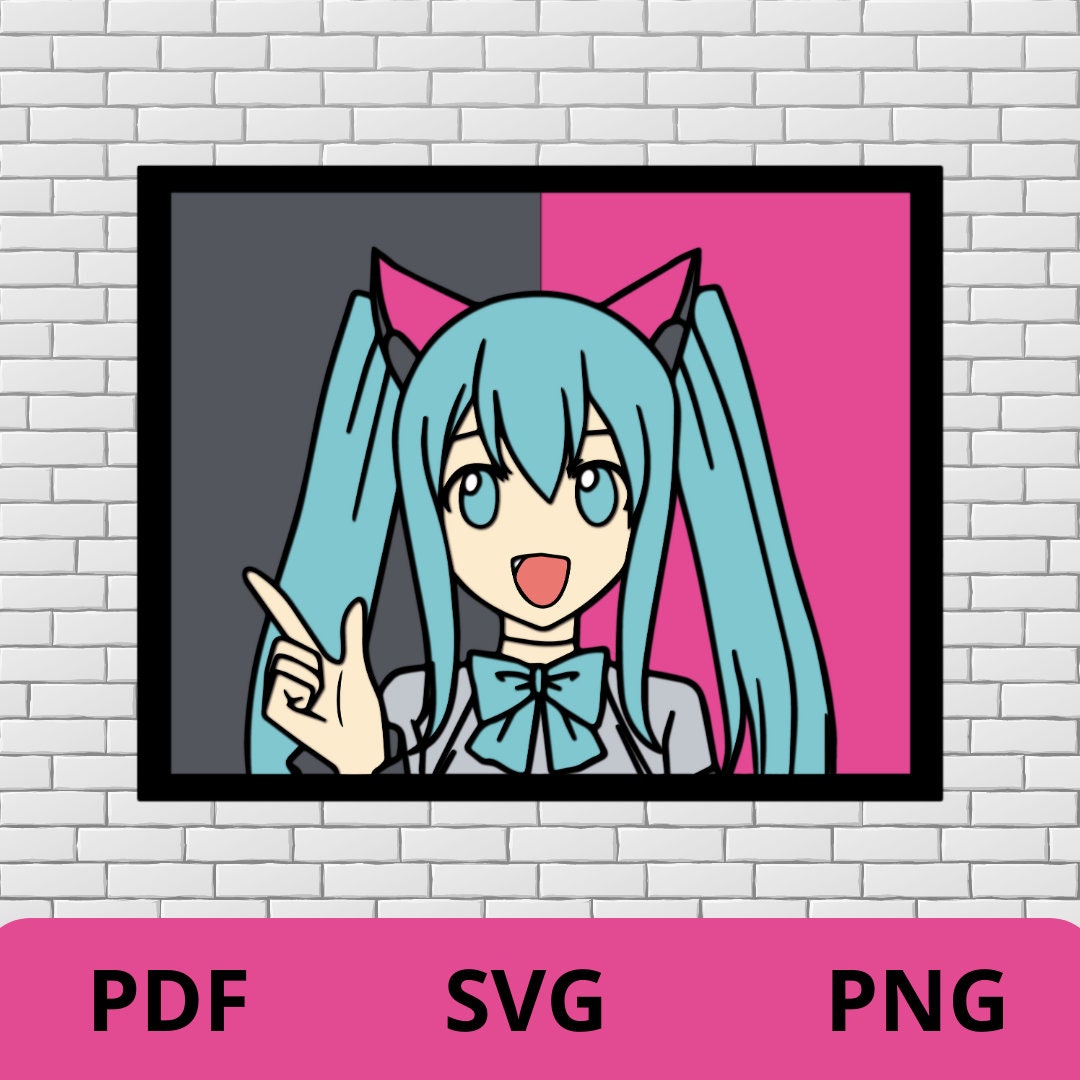 Anime Girl Miku SVG Layered Design Anime Laser Cutting - Etsy