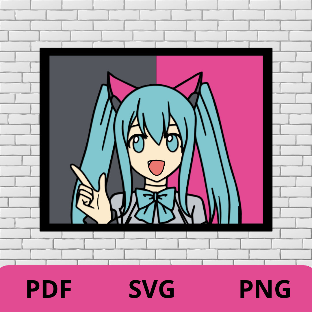 Anime Girl Miku SVG Layered Design Anime Laser Cutting - Etsy