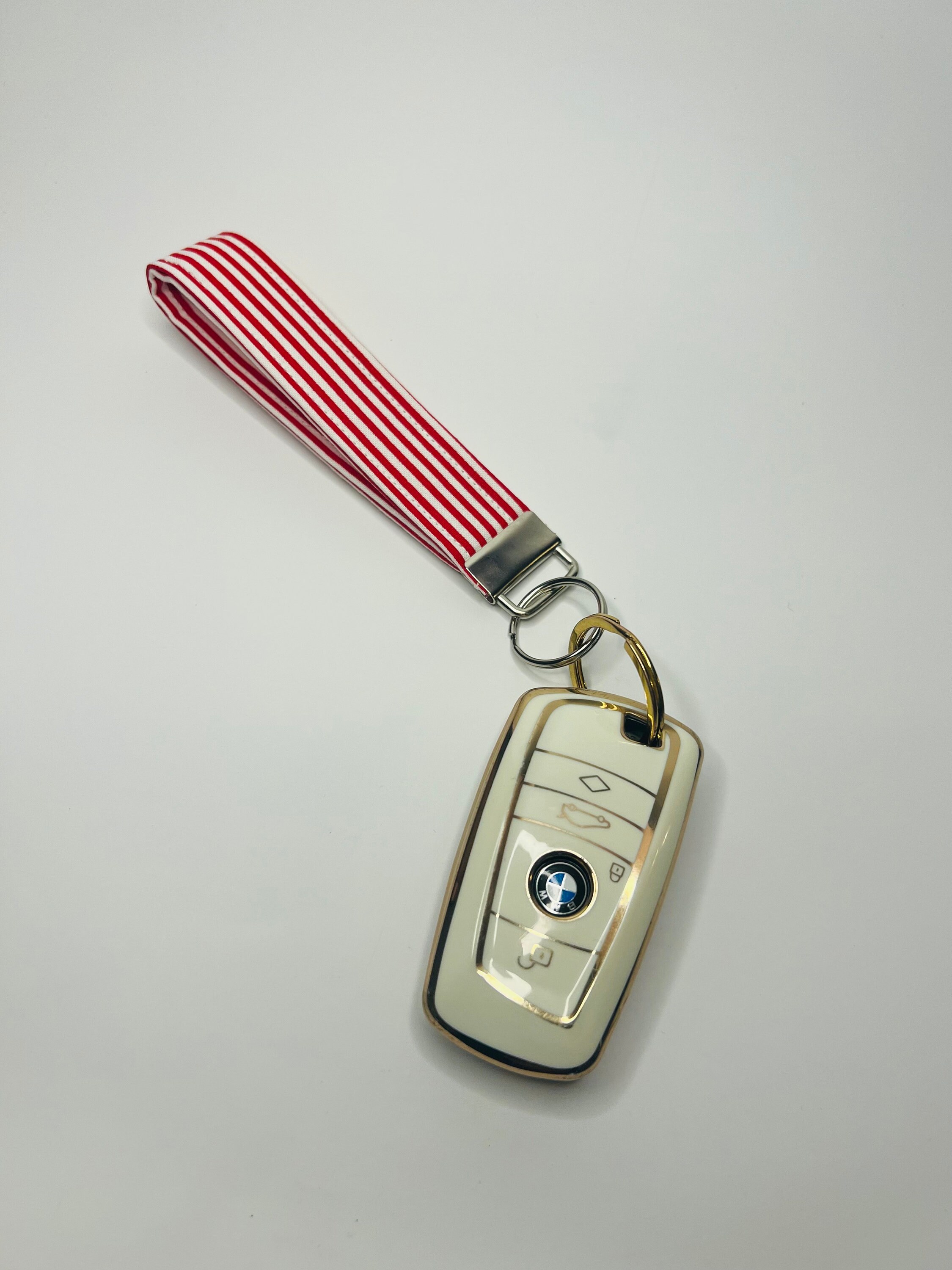 Handmade Striped Wristlet Keychain: Car Key Fob Lanyard - Etsy
