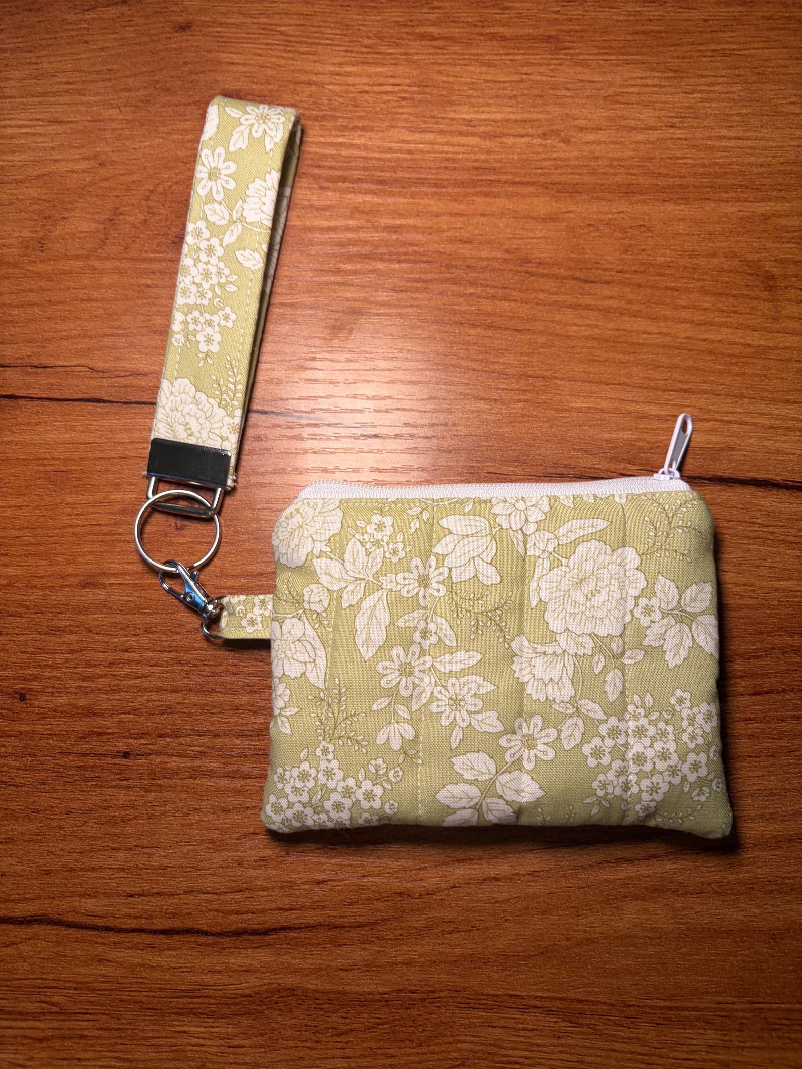 Quilted Coin Purse Wristlet | Floral Spring Zipper Pouch Keychain - Etsy