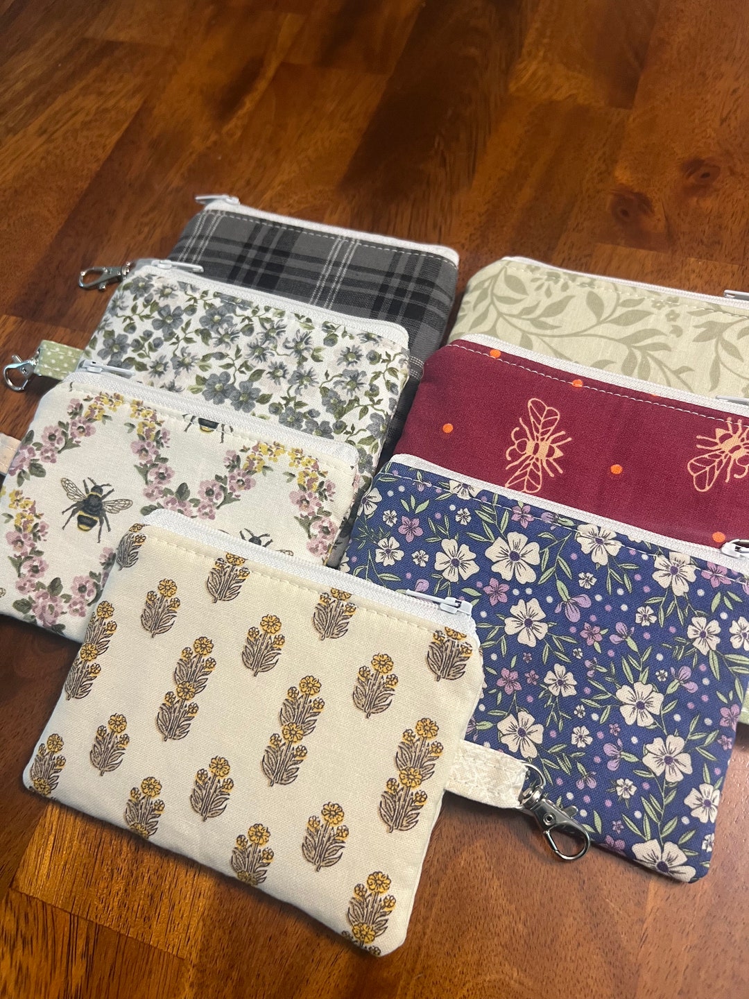 Key Coin Pouch Mini Attachable Key Pouch Zipper Pouch Floral - Etsy