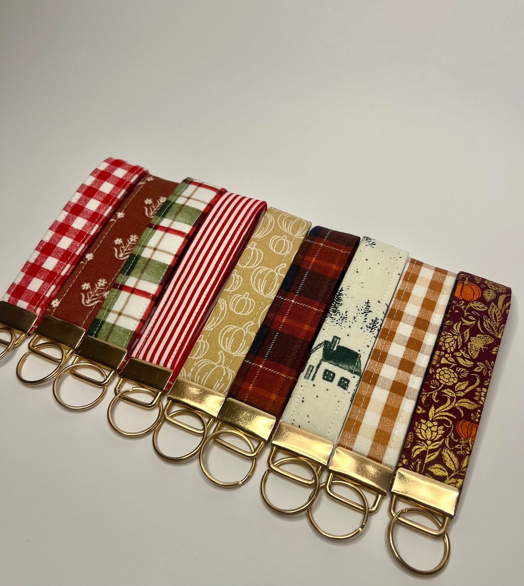 Wristlet Key Fob Keychain Handmade Boho Key Fob Preppy Key Fob Plaid ...