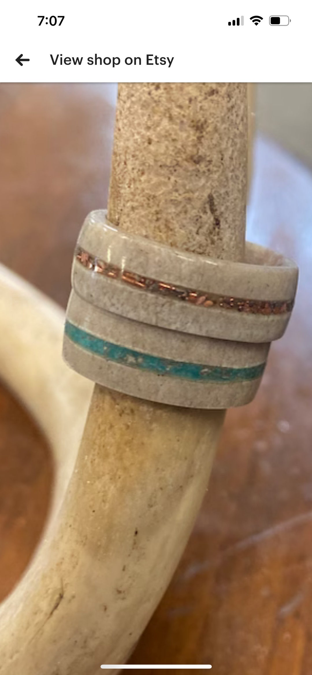 Deer Antler Ring - Turqouise or Copper Inlay. Any Colors.- Rose Gold ...