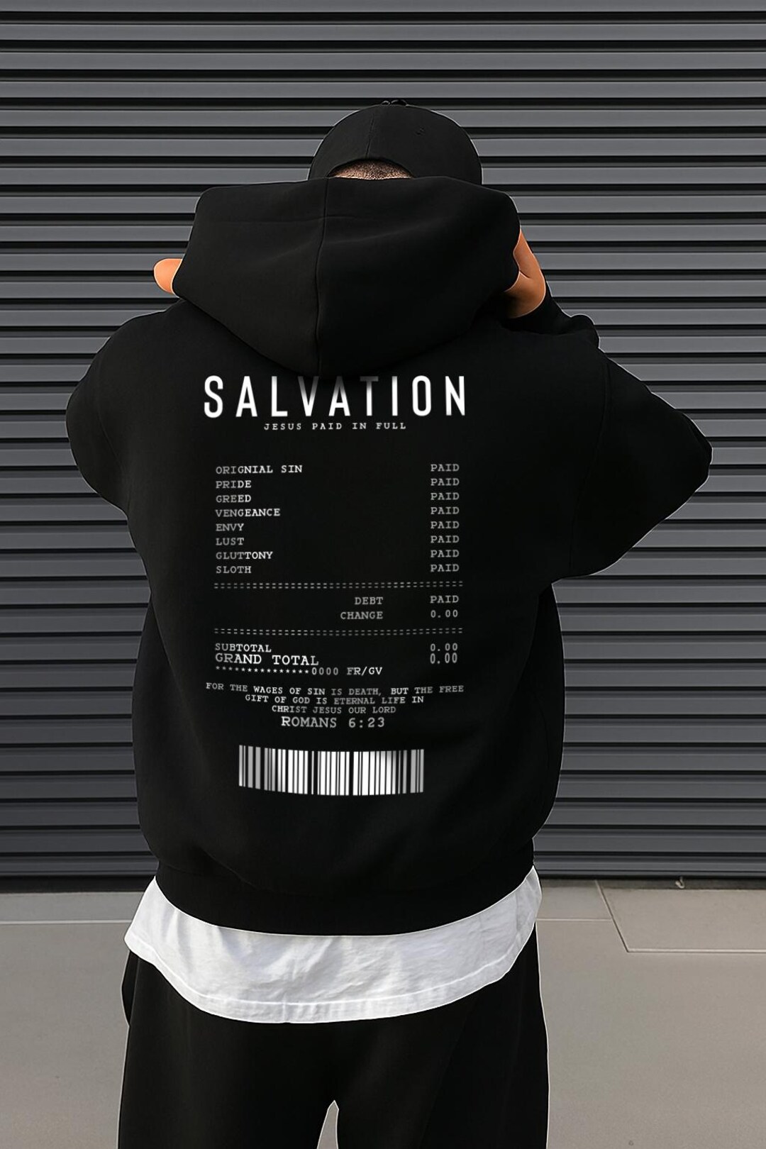 SALVATION Hoodie | Jesus Paid in Full Barcode Hoodie, Christian ...