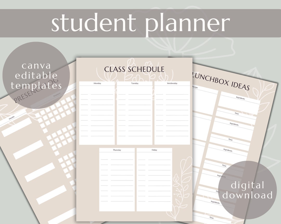 Student Digital Planner Student Template Study Academic - Etsy