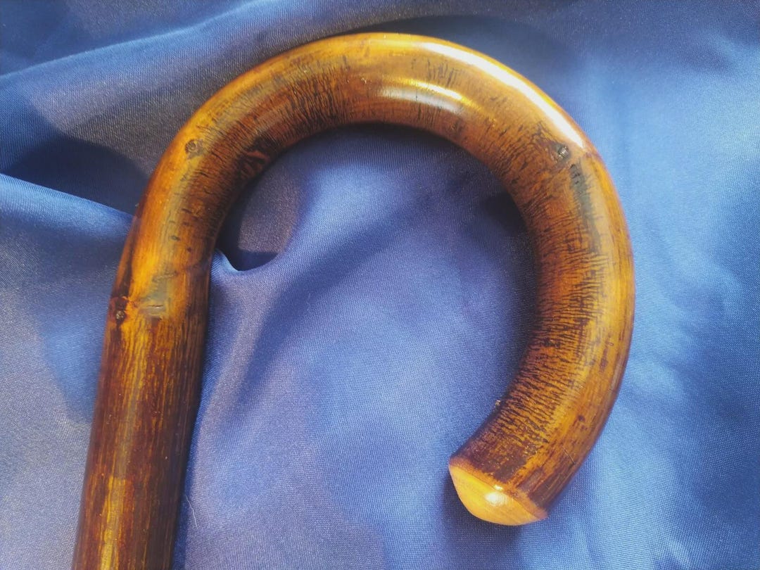 Brand New Wooden Flamed Chestnut Crook Gentleman Handle Walking Stick ...