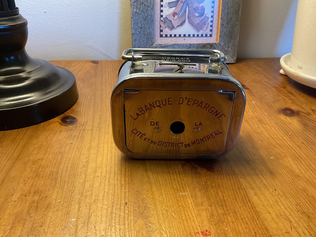 Vintage Chrome Coin Bank - Etsy