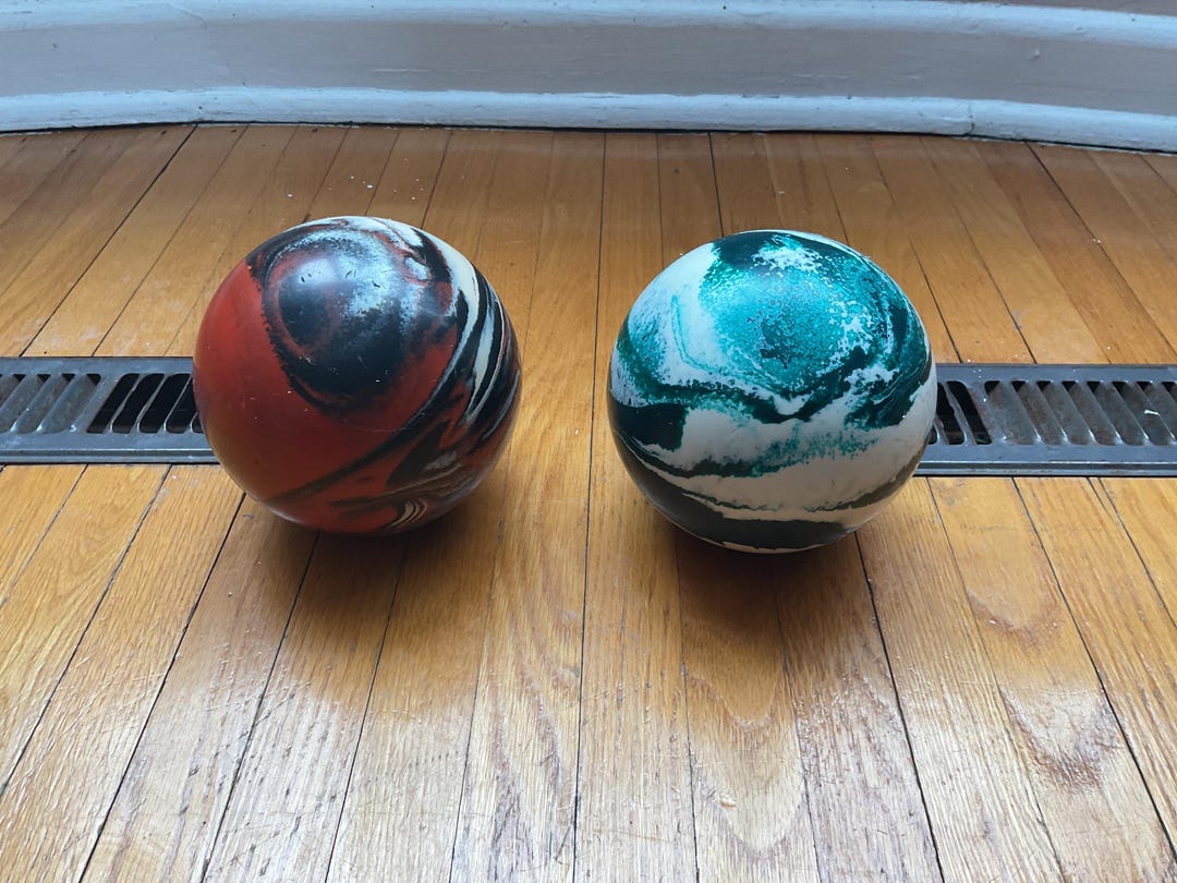 Set of 2 Vintage Swirled Bowling Balls - Etsy