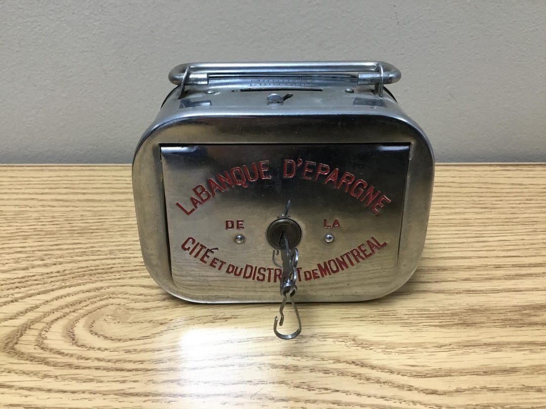 Vintage Chrome Coin Bank With Key - Etsy