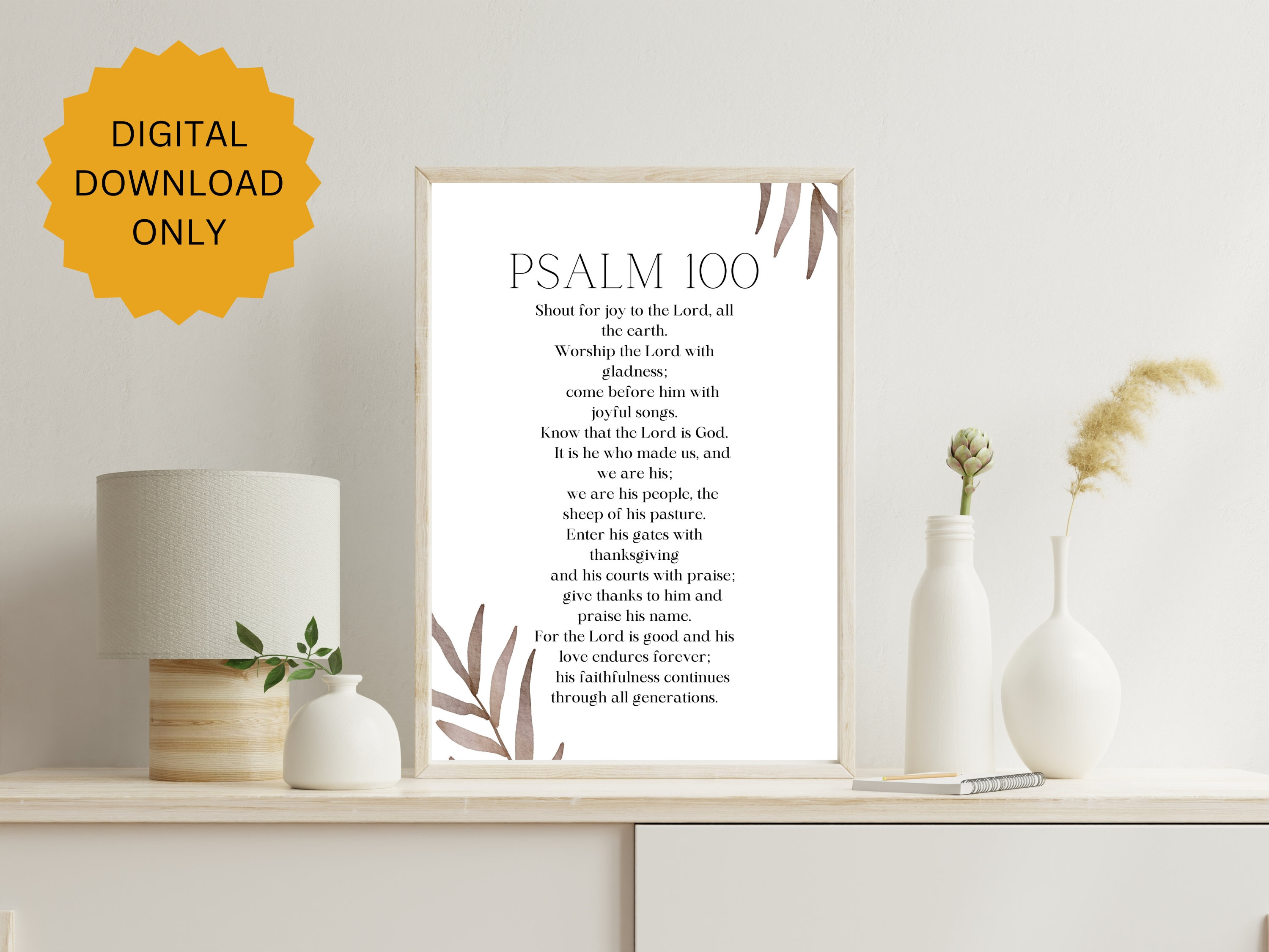 Psalm 100 Bible Verse Wall Art PRINTABLE Digital Download Christian ...