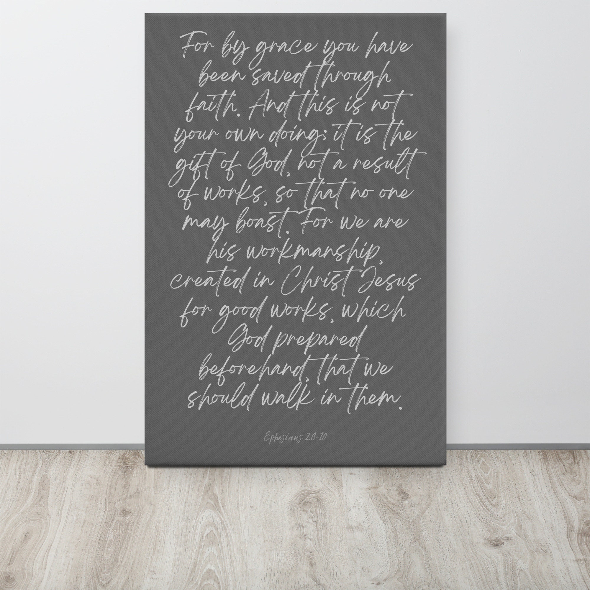 Ephesians 2:8-9 Inspirational Wall Art Home Decor Bible Verse (grey) - Etsy