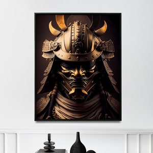 Golden Samurai Wall Art Golden Samurai Painting Samurai Wall - Etsy