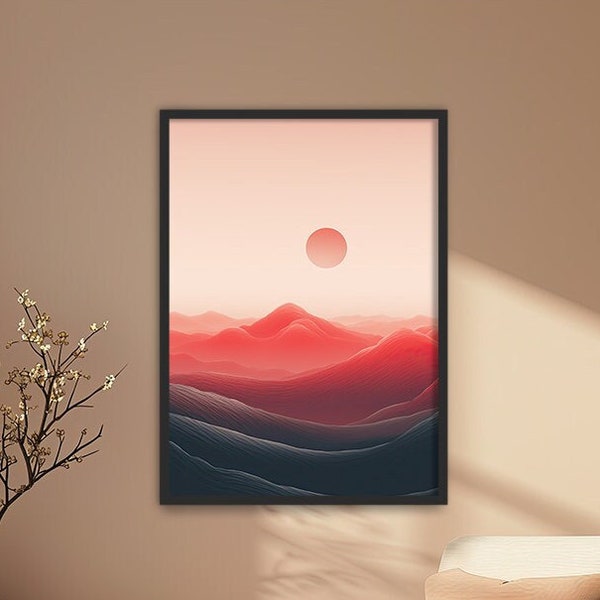 Red Landscape Art - Etsy