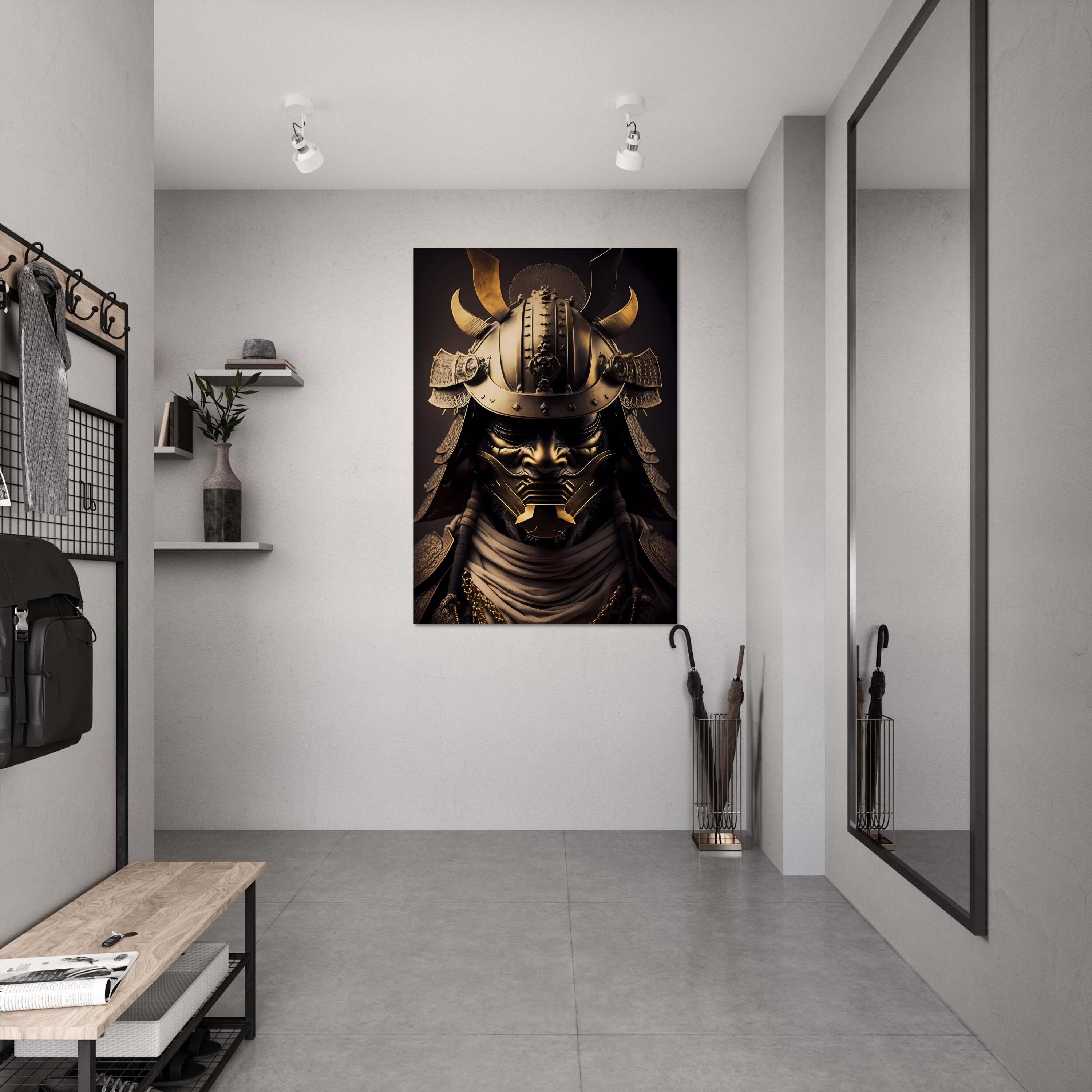 Golden Samurai Wall Art Golden Samurai Painting Samurai Wall - Etsy