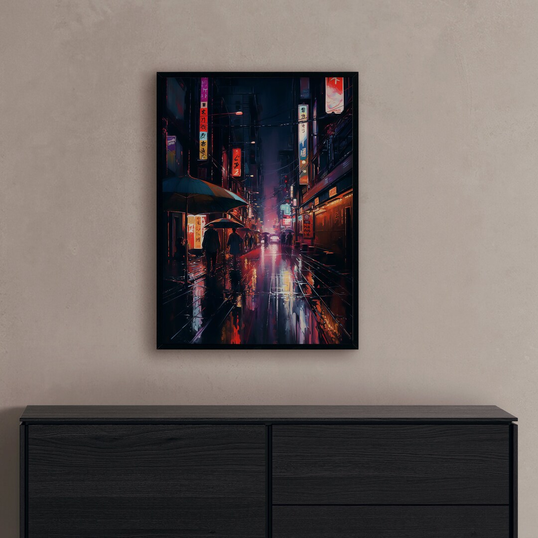 Tokyo Night Painting Oil Painting of Tokyo at Night Cityscape Art of ...