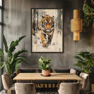 Tiger Painting in Dull Jungle Tiger in Tiger Ink Wall Art Home Decor ...