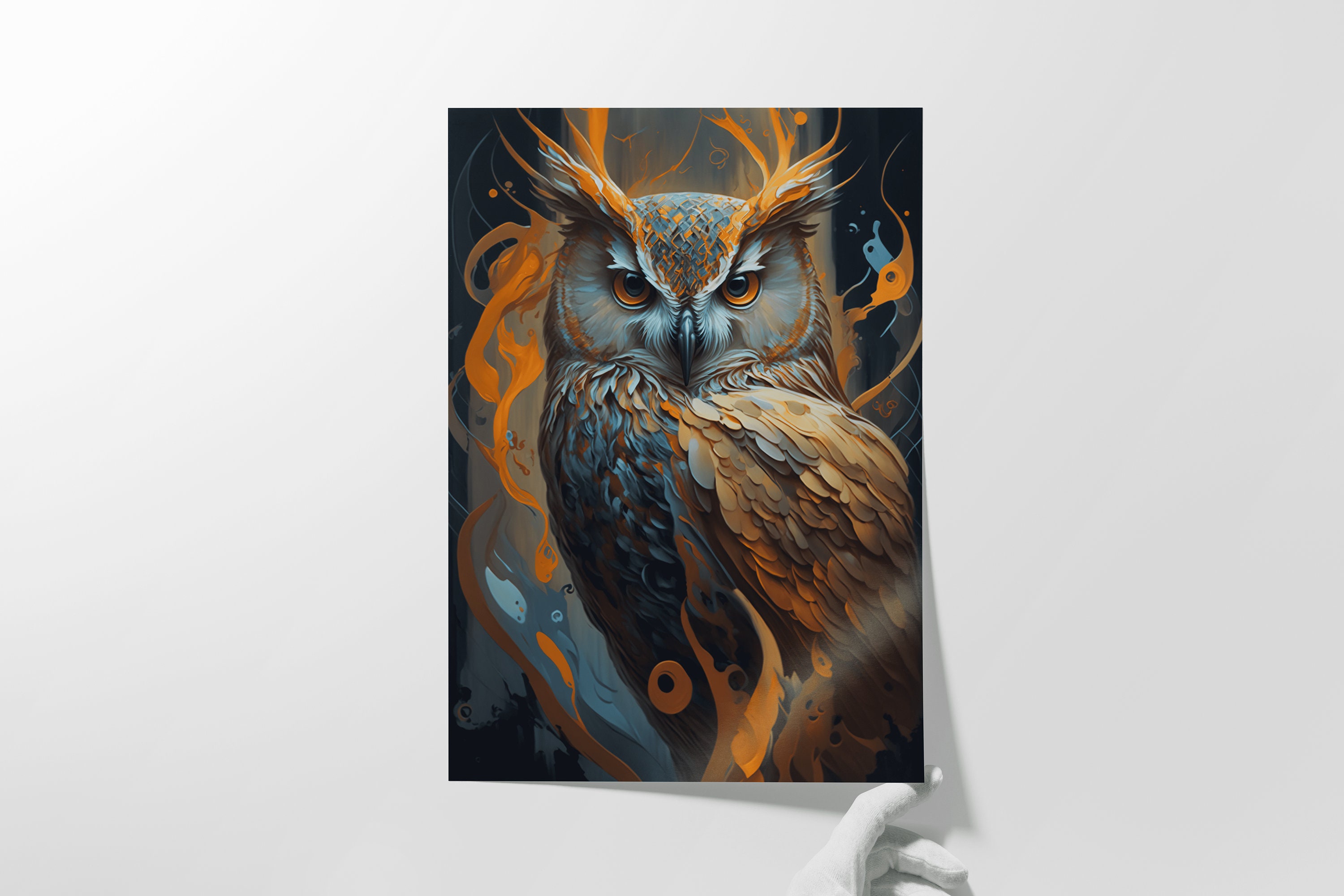 Abstract Owl Painting Oil Painting Owl Abstract Animal Print Owl Poster ...